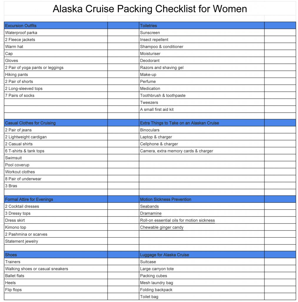 Royal Caribbean Alaska Cruise Packing List Alaska Cruise Packing List 